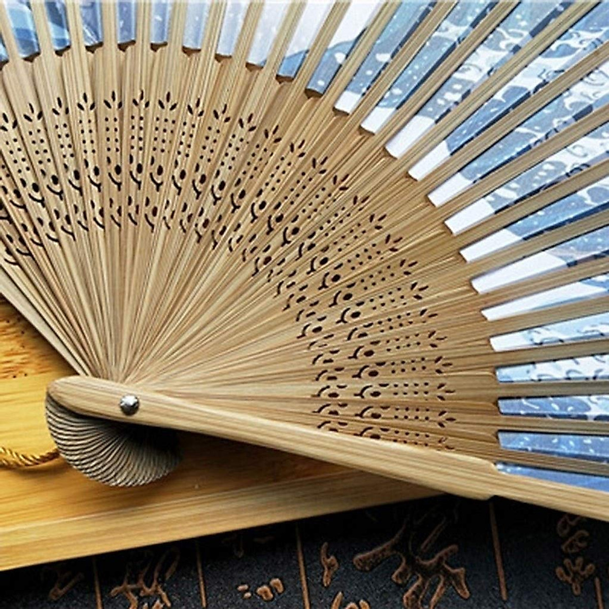 RAZZUM Decorative Folding Fans Hand Held Folding Fans Small Folding Fan Wooden Bamboo Home Wall Decoration Handmade Jewelry Wedding Party Gift Gift Hand Fan Fan