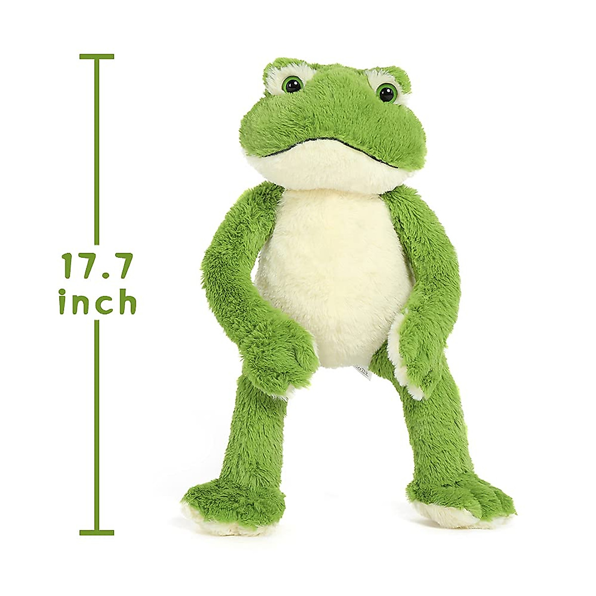 Muiteiur Plush Frog Stuffed Animal Cute Frog Soft Toy with White Belly Gift for Kids Girlfriend (Green,17.7 inch)