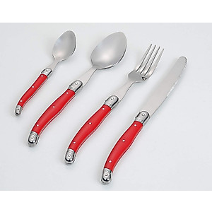 Laguiole By FlyingColors Stainless Steel Flatware Set. Multicolor Handles, Wooden Storage Box, 34 Pieces