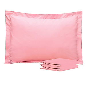 NTBAY Standard Pillow Shams - 2 Pack Brushed Microfiber 20x26 Sham Covers - Super Soft and Cozy, Wrinkle, Fade, Stain Resistant 20x26 Inches Oxford Pillowcases, Pink
