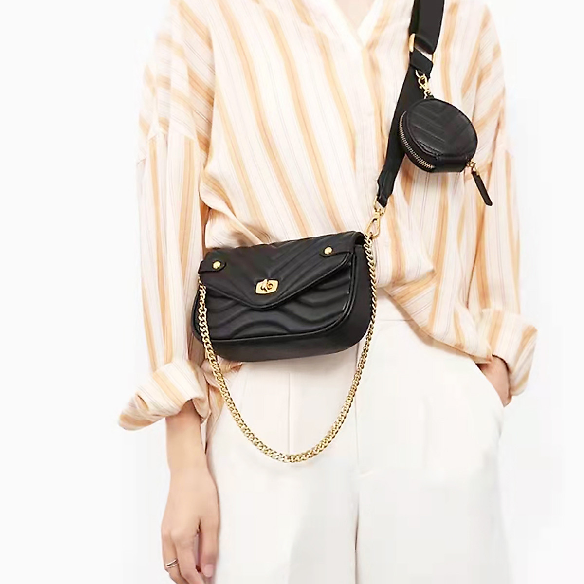 YXBQueen Small Crossbody Bag for Women With Coin Purse Pouch Multi Pocket Chain Strap Side Shoulder Handbag Crossbody Bag Laides Designer Bags