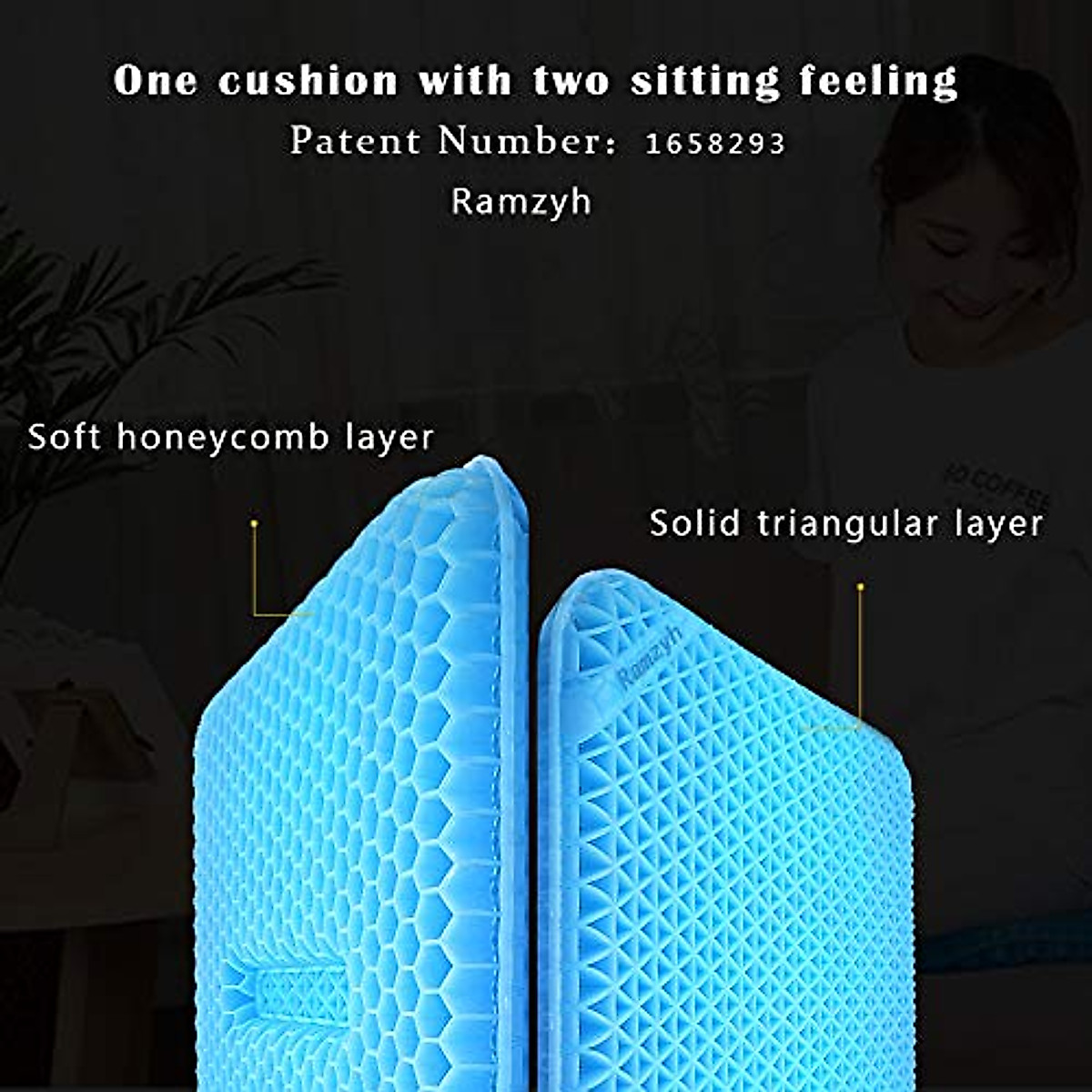 Cushion Lab Patented Gel Seat Cushion, Cooling seat Cushion Thick Big Breathable Honeycomb Design, Double Layer Egg Gel Cushion for Pain Relief, Seat Cushion for The Car,Office,Wheelchair