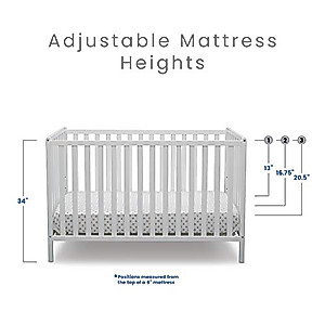 Delta Children Heartland 4-in-1 Convertible Crib, Bianca White + Delta Children Twinkle Galaxy Dual Sided Recycled Fiber Core Crib and Toddler Mattress (Bundle)