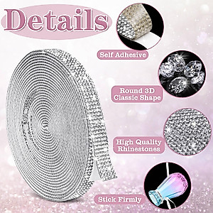 Tetutor 5 Yards Self Adhesive Rhinestone Ribbons, Sliver Rhinestone Strips, Diamond Crystal Rhinestone Ribbon Roll Stickers Glitter Bling Ribbons Rhinestone for Crafts Fabric Car Shoes Décor