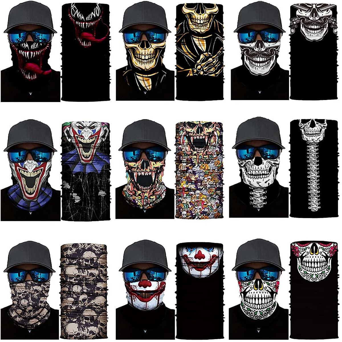 Neck Gaiter Mask,Bandana Gator Face Cover Mask Sun UV Protection,Neck Warmer Balaclava,Seamless Tube Face Scarf,Headband for Men Women Boys Girls, Head Wrap for Motorcycle Cycling Festival Outdoors