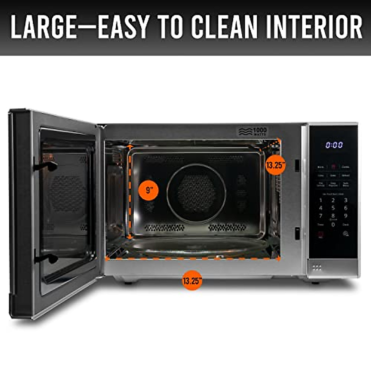 Farberware Countertop Air Fryer Microwave, 1.3 Cu.Ft, 1000 Watts, LED Display, Child Lock, Easy to Clean Interior, Black