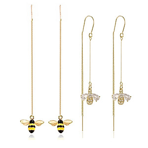 CutieJewelry Delicate Bumble Honey Bee Dangle Cute For Womens Ladies Jewelry Pretty Earrings 2 PAIRS