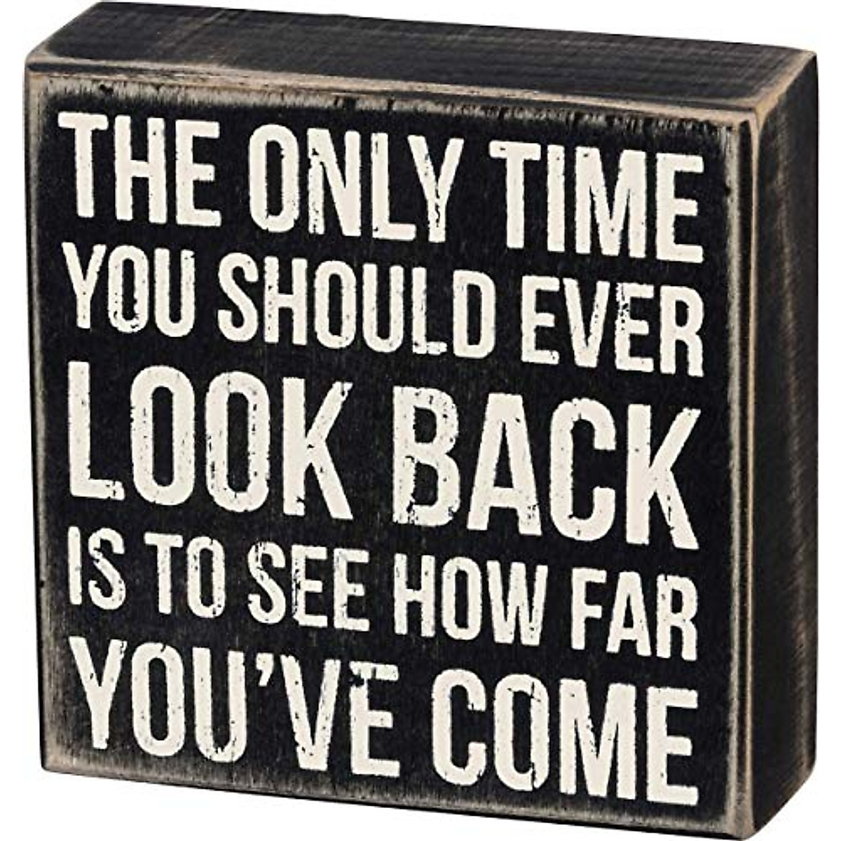 Primitives by Kathy Classic Box Sign, 5 x 5-Inches, Look Back