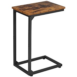 AMHANCIBLE C Shaped End Table, Slide Under Couch Table for Sofa, TV Tray Snack Table, Small Side Table for Small Space, Living Room, Brown HET02CBR1