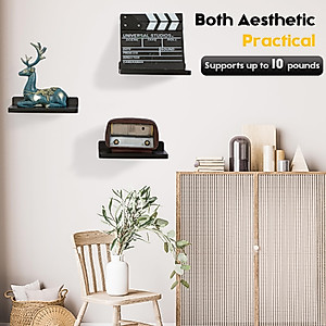 NIUBEST Small Floating Shelf,5 x 8.5 Inch,Set of 3 Small Wall Shelf for Bedroom Living Room Bathroom Kitchen Office (Black)