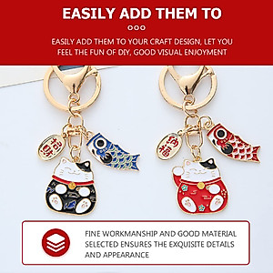 jojofuny 2pcs keychain accessories japanese lucky cat keychain cute maneki neko key ring chinese fortune pendants keychain bag purse charm ornament for wealth blue keychain wallet red stuffed animals