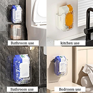 Kitchen Wipes Storage Box-No Punching Design,Wipes Dispenser, Flushable Wipes Holder for Bathroom, Refillable Wipes Container Box,Wipes Case Holder Keeps Wipes Fresh, Non-Slip (grey-2pcs)