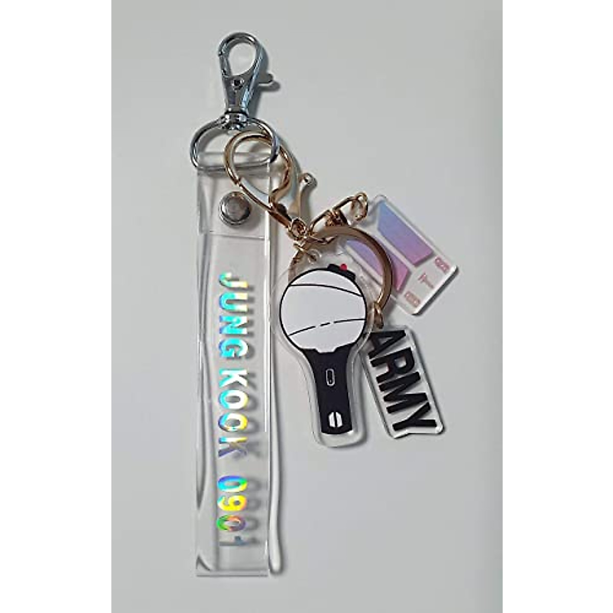 Keychain for B-TS Set(2 PCS) Signature Merchandise Army Bomb Key Ring & Bangtanboys Name Keychain Army Gift Merch (JK)