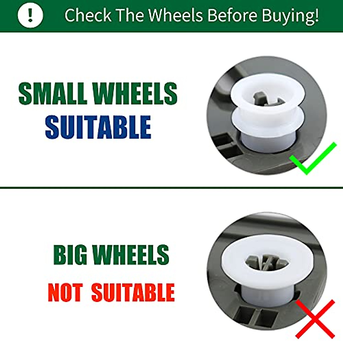 UPGRADED W10350376(2) W10195840(2) W10195839(2) Dishwasher part (6 Packs),W/ 0.9 In Diameter Wheel, Dishwasher Parts Upper Rack for Kitchenaid Whirlpool Maytag Kenmore W10350374 W10195840