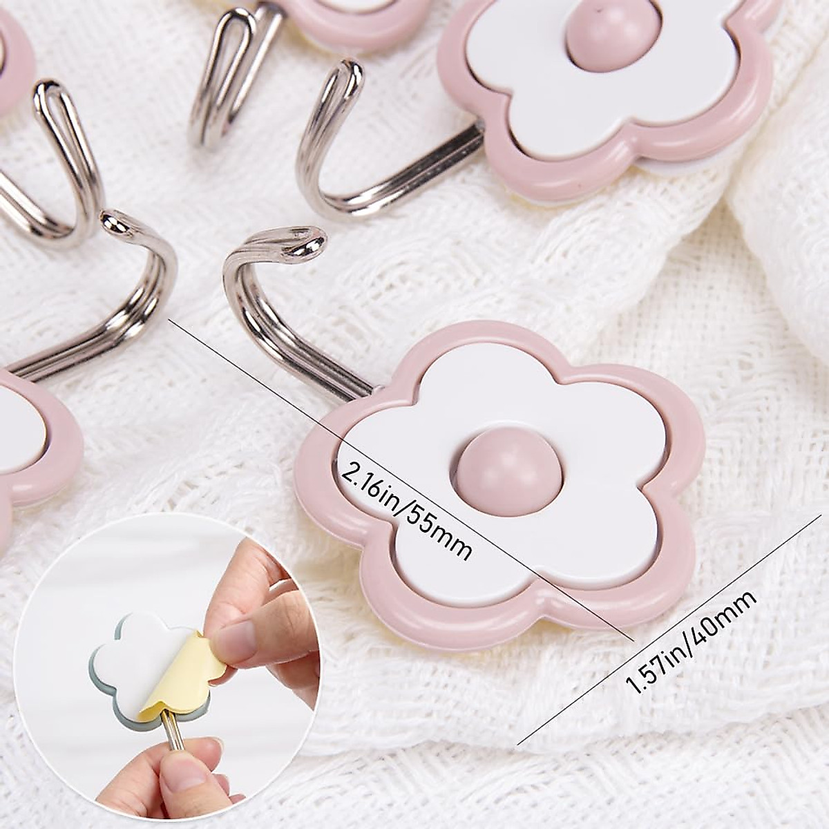 Comidox 5Pcs Cute Floret Utility Hooks Adorable Waterproof Key Hook Wall Hooks Adhesive for Kitchen Bathroom Towels Hats(Random Color)