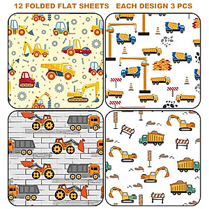 Titiweet Construction Wrapping Paper - Truck Wrapping Paper for Boys, Kids, 12 Sheets Tractor & Trucks Wrapping Paper for Birthday Holiday, 20 x 28 Inches Per Sheet(Construction(12 sheets))