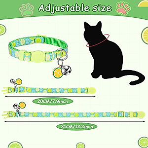 12 Pieces Breakaway Cats Collar with Bell and Summer Fruit Patterns Pendants, Safety Adjustable Collar Set for Pets Decoration (Small)