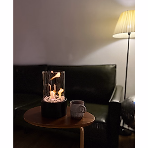 JAY'S HOME Table top Fireplace Portable Fire Pit Smokeless Indoor/Outdoor Fire Bowl Cozy Home Decoration Ethanol/Alcohol Fireplace, White