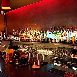 SUNCOO 30In 2 Step LED Liquor Bottle Display Shelf Illuminated Bottle Shelf Color Changing with LED Color Remote Control L30xW8-1/2xH6-1/2''