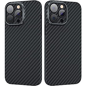 memumi Real Aramid Fiber for iPhone 14 Pro Max 6.7" Case, Sturdy Durable Carbon 0.5 mm Slim Fit for iPhone 14 Pro Max Carbon Fiber Thin Case [ Aramid Fiber] with Military-Grade Drop Protection Black