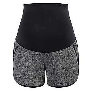 Maternity Athletic Shorts Set 2pcs Quick-Drying 2 in 1 Workout Stretchy Soft Shorts Set 2pcs Dark Gray+Navy S