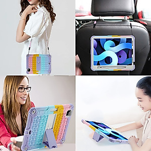 XZC for iPad Air 5th Generation Case 2022/ iPad Air Case 4th Generation 2020 10.9 Inch, iPad Pro 11 inch Case 2018 2020 2021 Shockproof Cover with Pencil Holder Kickstand Shoulder Strap (Rainbow 2)