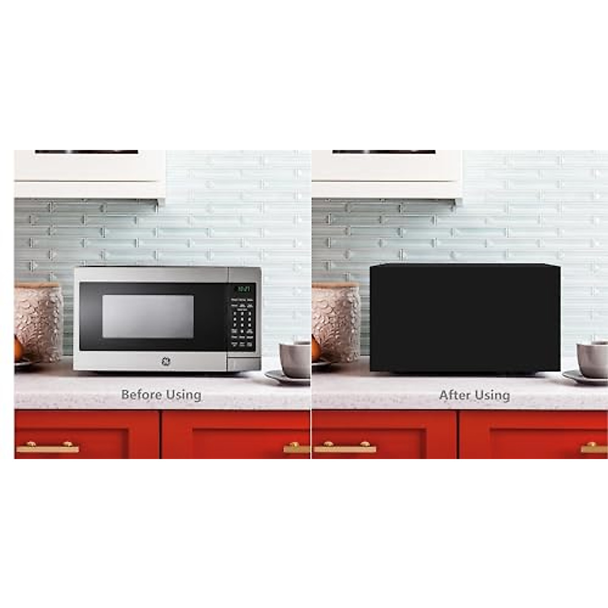 0.7 Cu.ft Microwave Ovens Dust Cover,600D Nylon Waterproof,Comaptible With BLACK+DECKER EM720CB7 Microwave Oven/Countertop Microwave FMO07ABTBKA/GE Countertop Microwave Oven JES1072SHSS,Etc