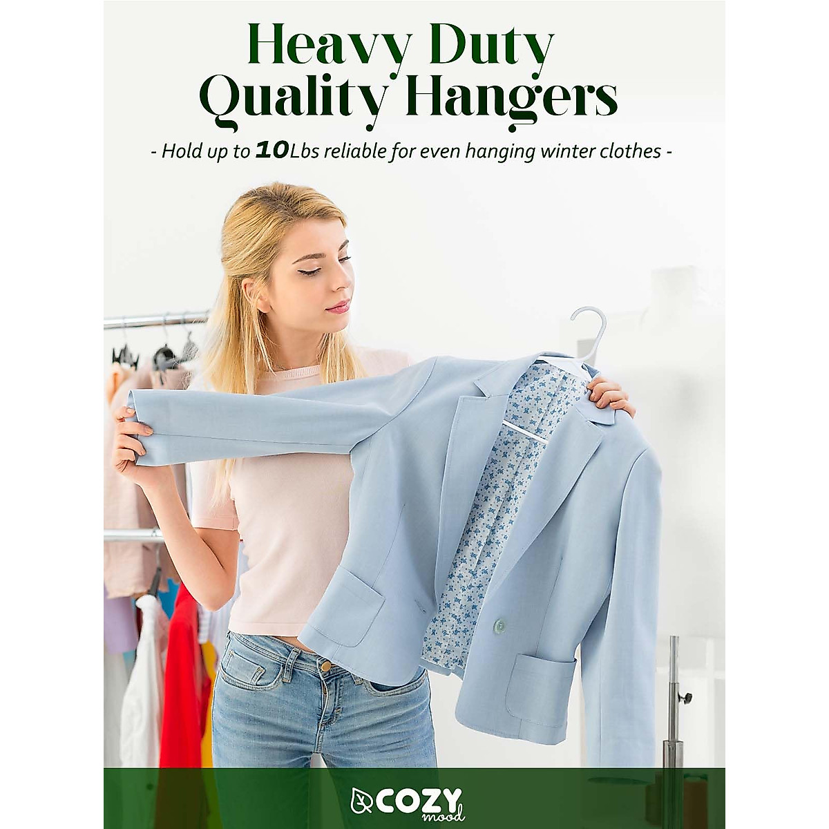 Cozymood Plastic Notched Hangers 20 Pack, Space Saving Tubular Clothes Hangers White, Slim Non-Slip Heavy Duty Plastic Hangers for Everyday Use, Standard Closet Hanger for Shirts, Coats, Dress, Skirts