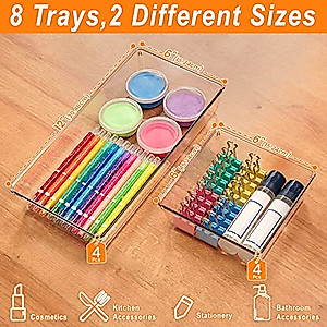 39 PCS Large Clear Plastic Drawer Organizer Set, Non-Slip/Crack Bathroom Vanity Drawer Organizer Trays Dividers, Versatile Storage Bins for Makeup, Jewelry and Office, Desk, Bathroom, Bedroom, Kitchen