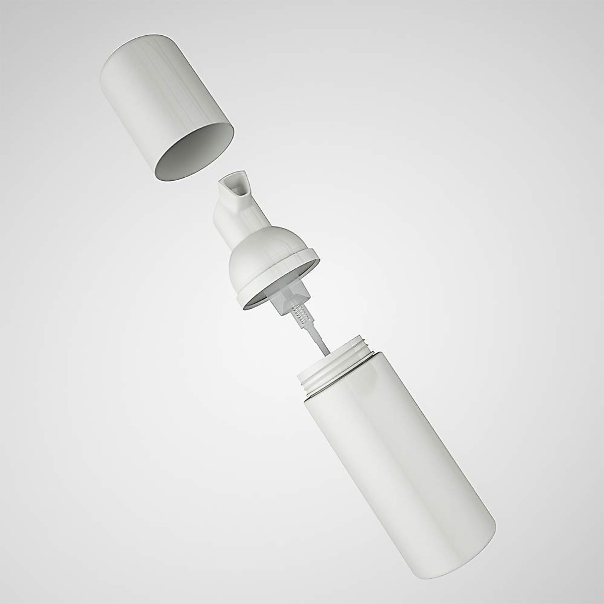 EVERGD 2oz/60ml Plastic Foam Dispenser Bottle | Mini Foaming Pump Dispenser Empty - for Refillable Travel Hand Soap Foaming, Shampoo, Castile & BPA Free (16) White