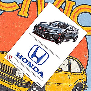 Honda Vintage Distressed Civic T Shirt & Stickers (Large) Light Blue