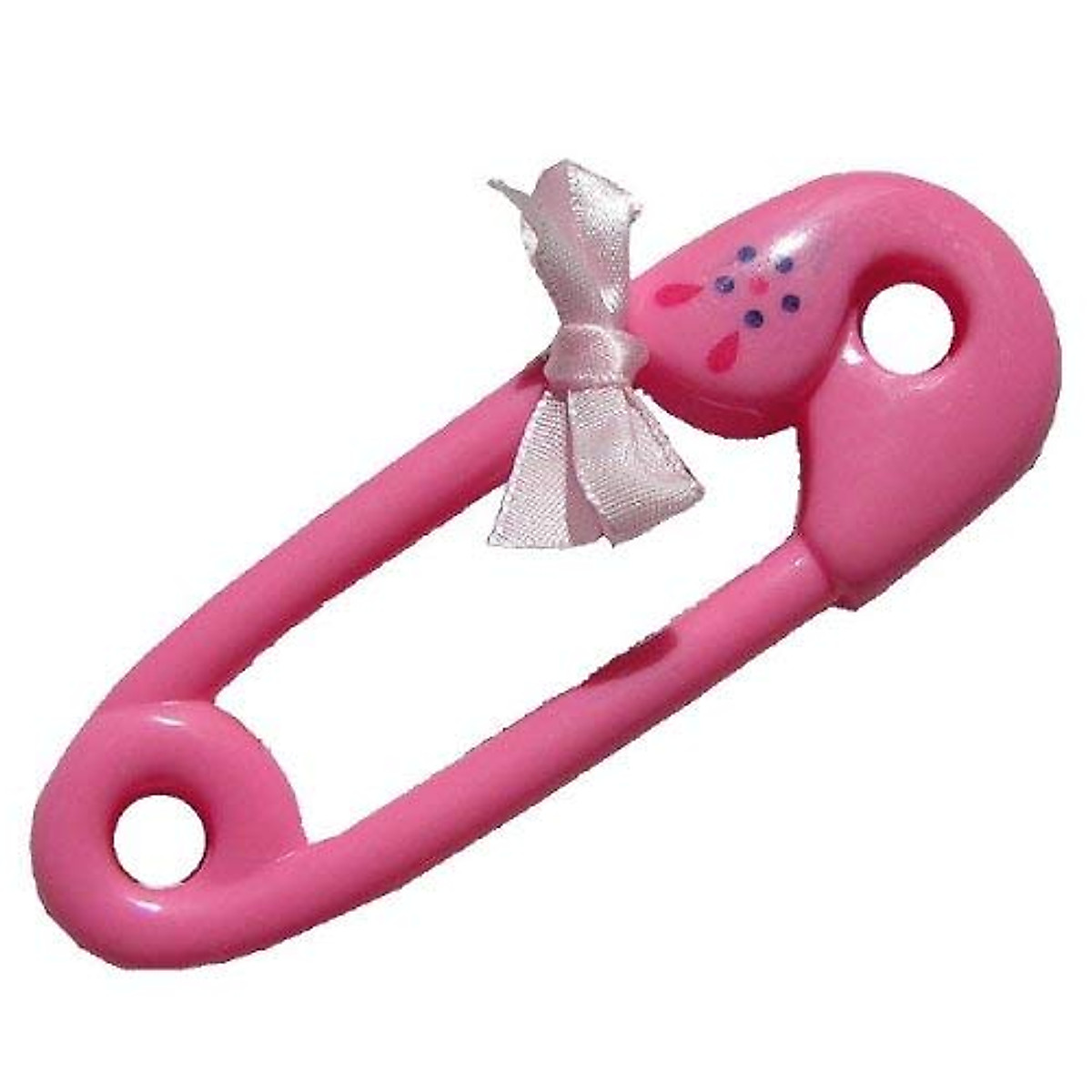 Unique Pink Diaper Pin with Ribbon Girl Baby Shower Favors, 4 Count