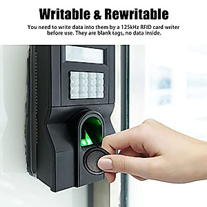 JOJOCY 50 PCS ID 125KHz RFID Writable Rewritable T5577 Key Fob Tag for RFID Writer (Black)