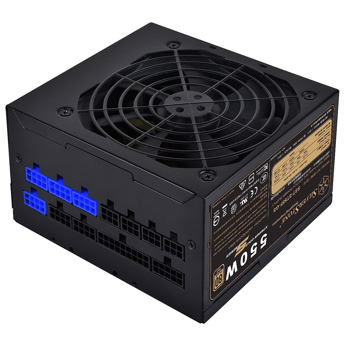 SilverStone Technology 550W Computer Power Supply PSU Fully Modular with 80 Plus Gold & 140mm Design Power Supply (SST-ST55F-GS)