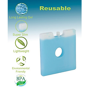 Jay Bags Slim Fit Ice Packs for Coolers, Lunch Boxes, and Lunch Bags, Reusable, 4.5" x 4.5" x 0.4" Inches, 4 Pack