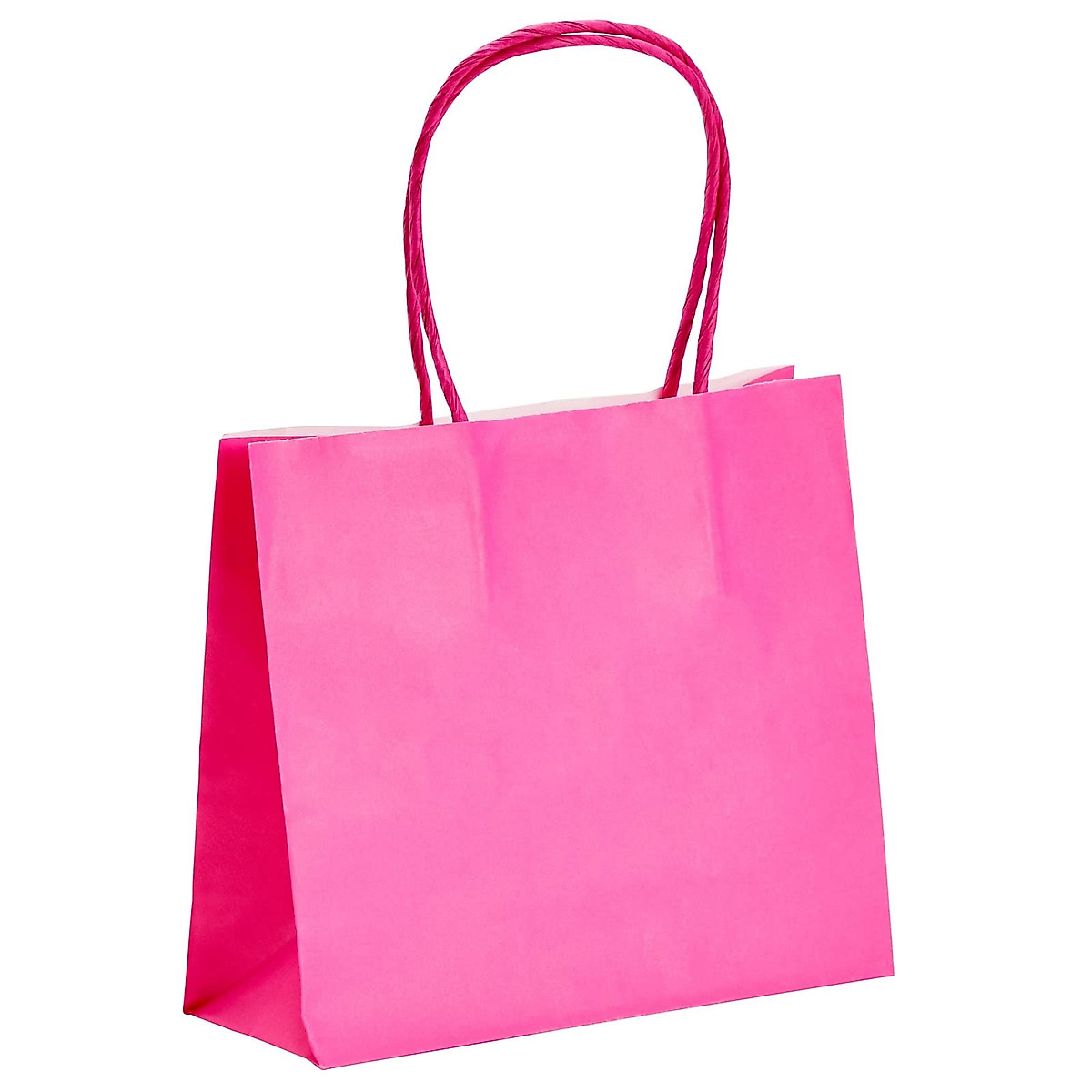 Sparkle and Bash 50 Pack Mini Pink Gift Bags with Handles, Bulk Kraft Party Favor Bags (6 x 5 x 2.5 In)
