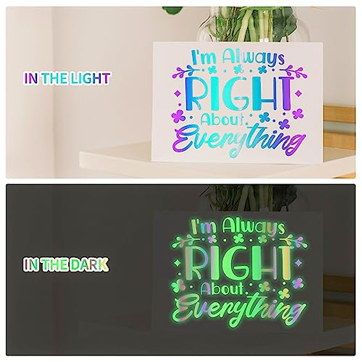 VINYL FROG Glow in The Dark Opal Adhesive Vinyl, 12" x6ft Opal White Iridescent Craft Vinyl Green Luminous Fluorescent Holographic Vinyl for Decals, Cars, Bikes, Motorcycles, Helmets, Mailbox