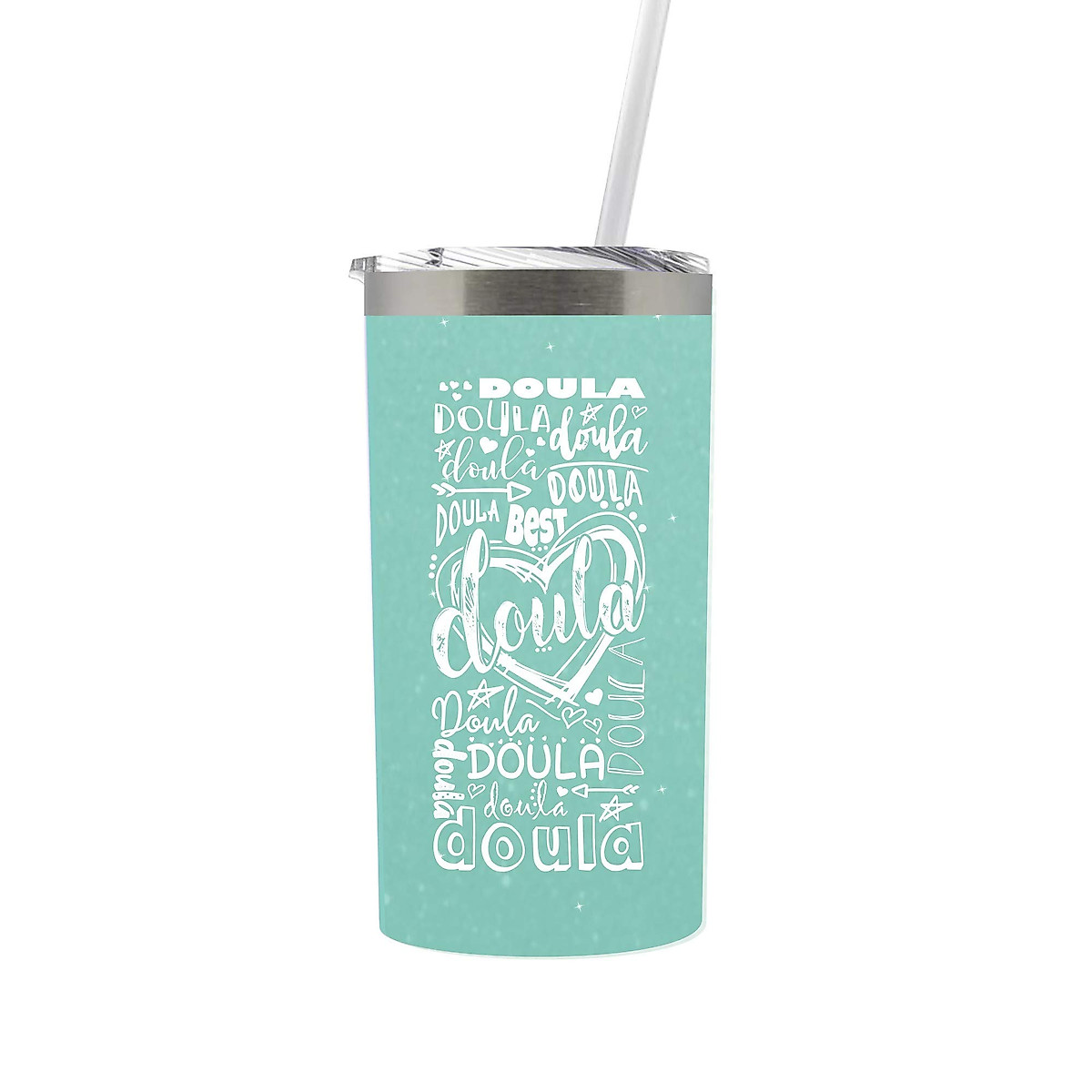 Doula Thank You Gifts for Women Birthday Ideas Travel Tumbler or Coffee Mug Her With Lid and Straw Mint 0315