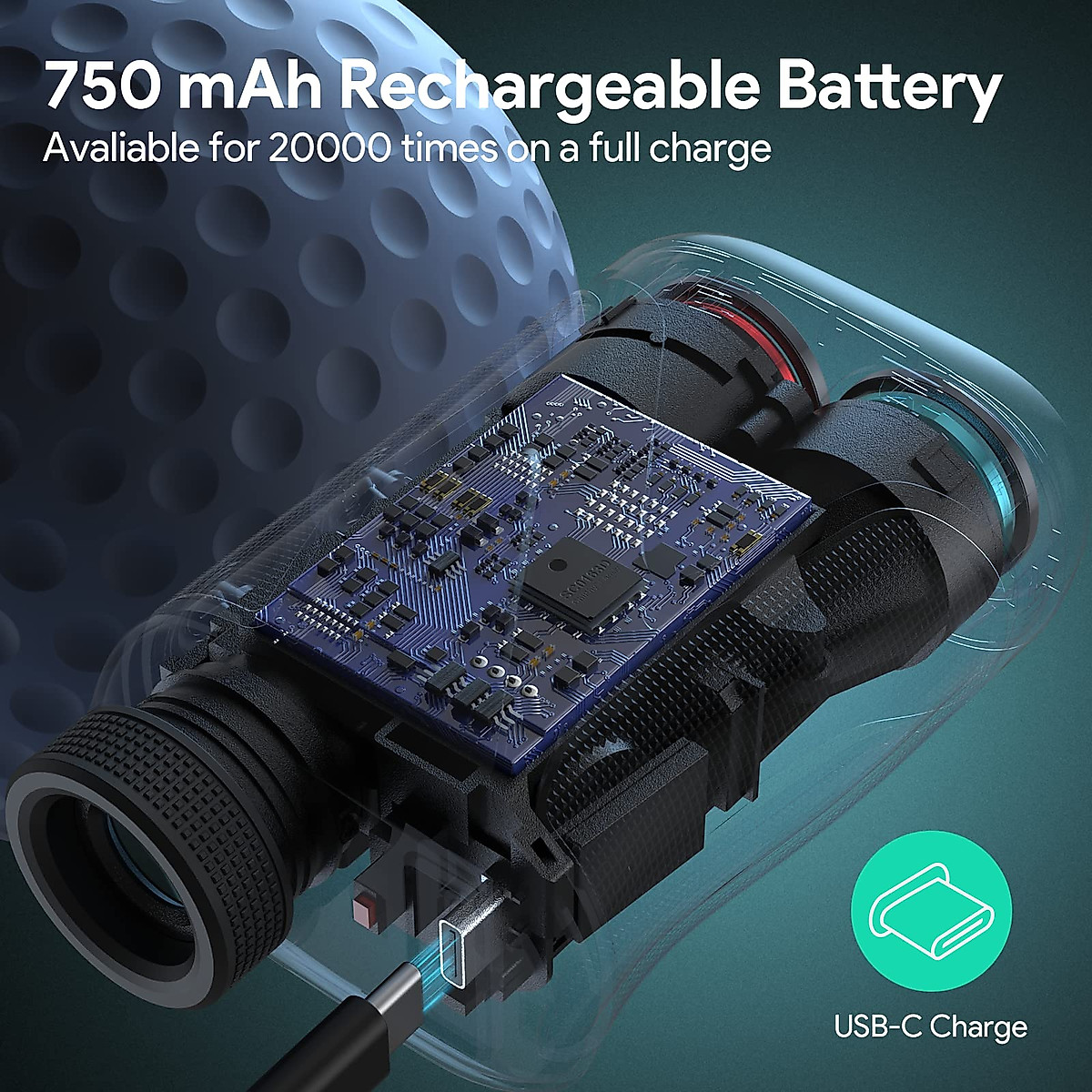 1300 Yard Golf Rangefinder with Slope, USB C Recharging Range Finder Golfing with Magnetic Strip, 6X Magnification, 25mm Viewfinder, Flag Lock and Pulse Vibration Rangefinder for Golfing