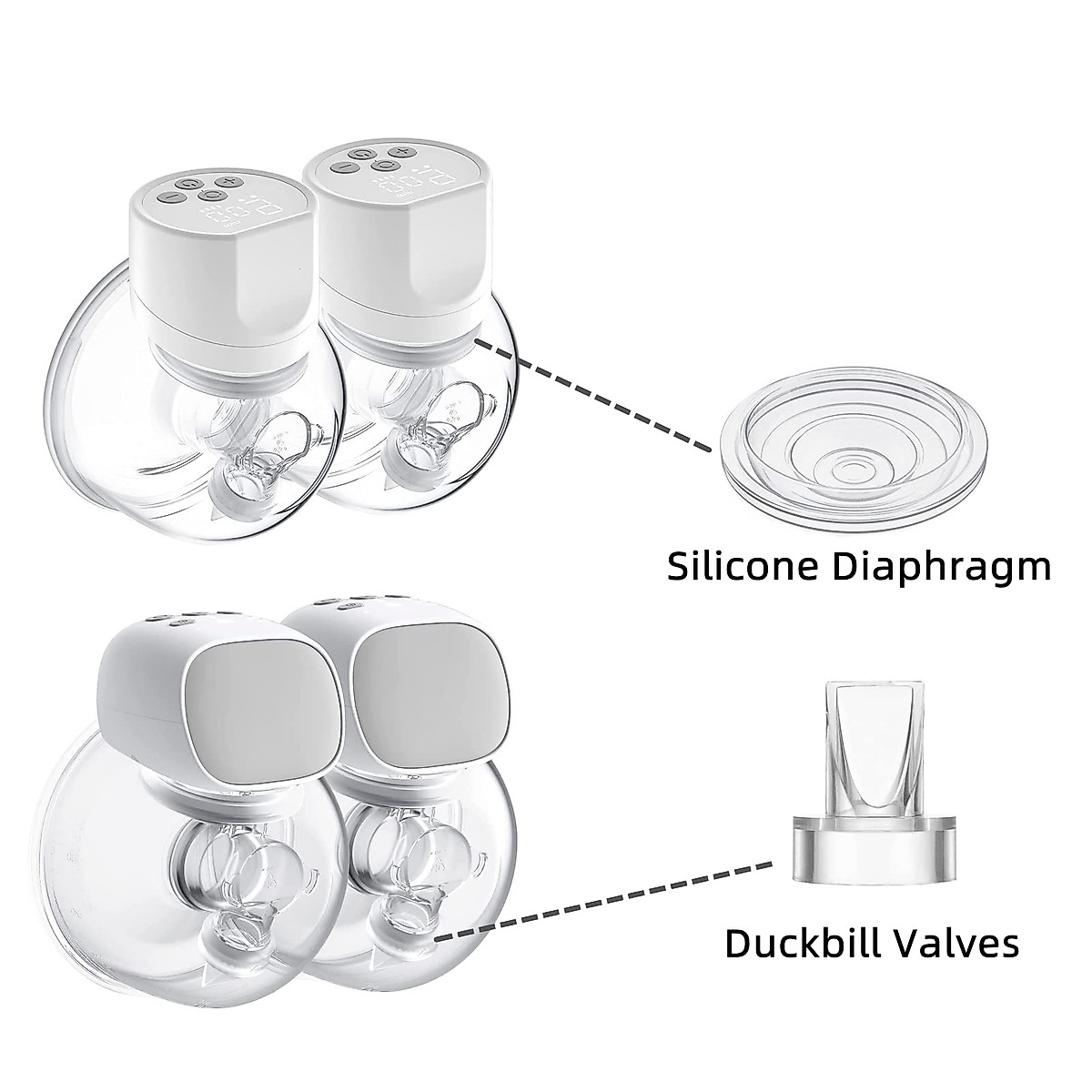 NAGRAN Duckbill Valves & Silicone Diaphragm for S9/S10/S12,Wearable Breast Pump Universal Duckbill Valve and Silicone Diaphragm Accessories (4 Piece Set)