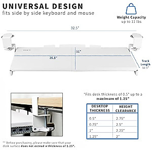 VIVO Large Keyboard Tray Under Desk Pull Out with Extra Sturdy C Clamp Mount System, 27 (33 Including Clamps) x 11 inch Slide-Out Platform Computer Drawer for Typing, White, MOUNT-KB05W
