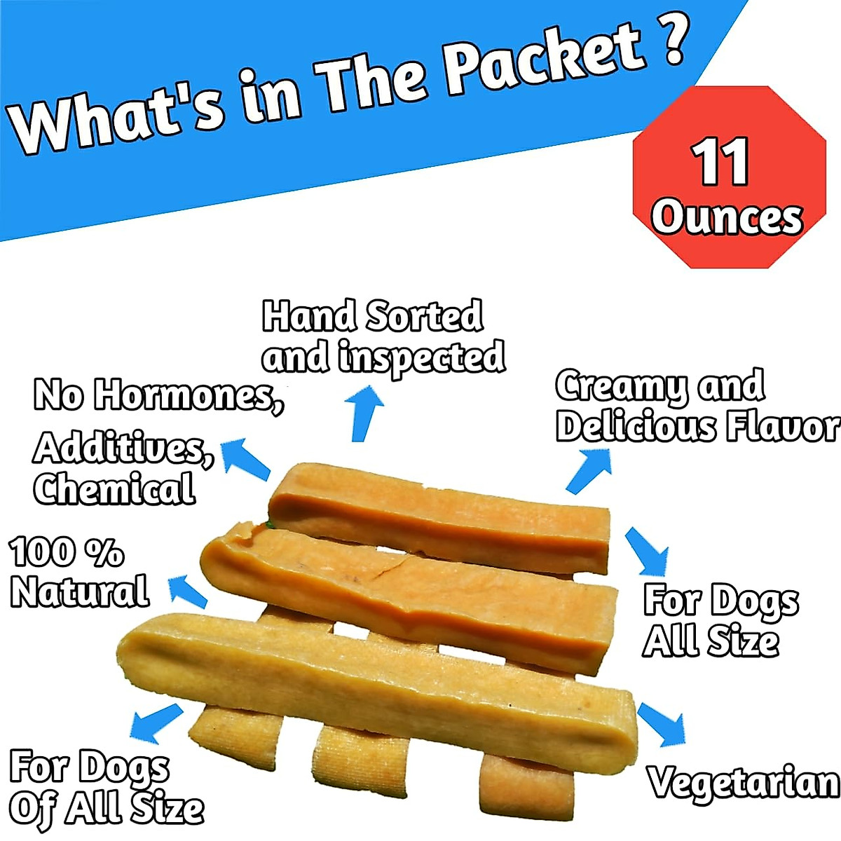 Dogscape chew-Himalayan Yak Chew, 11 oz (3 - Large Bars),100% Natural Vegetarian Yak Cheese Dental Bar, Protein & Calcium Rich Treat