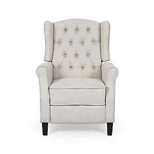 Christopher Knight Home Sarah Fabric Recliner, Beige, Dark Brown