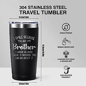 WOELIVE Gifts for Brother - Brother Gift from Sister - Christmas Fathers Day Birthday Gifts for Brothers - 20oz Insulated Stainless Steel Tumbler Coffee Cup, Black
