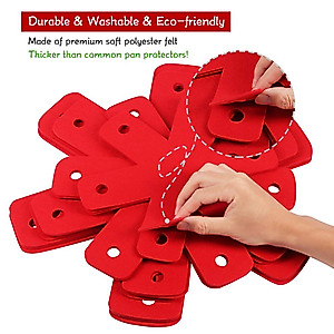 Pot Pan Protectors, Set of 12 and 4 Different Sizes, Larger & Thicker Red Pan Protector Pads, Pan Pot Separator Pads for Stacking and Protecting Your Cookware(10/12/14/16inch)