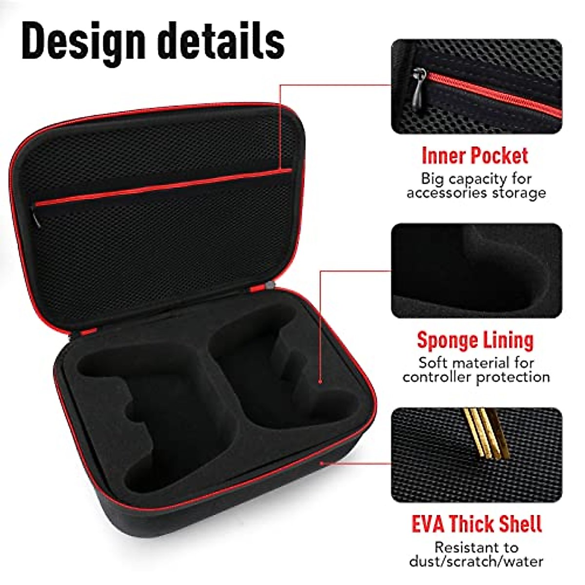 Younik Controller Carrying Travel Case, Protective Hard Case for 2 Controllers, Compatible with PS-5, PS-4, X-Box 1, Switch Pro and Other Universal Sized Controllers