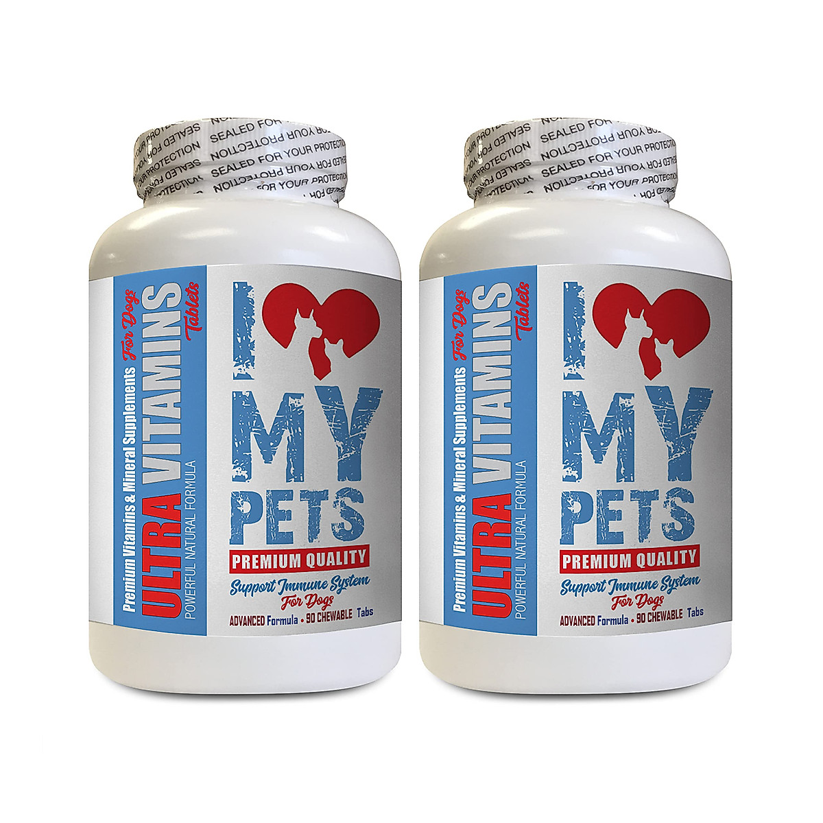 I LOVE MY PETS LLC Healthy Dog Treats Made in USA only - Ultra Vitamins - Dog Health - Mineral Support - Vitamin c for Dogs Pills - 180 Treats (2 Bottles)