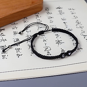 Heart Initial Bracelets 26 Letters Initial Charms Bracelet for Women Gifts A-Z Braided Bracelets Heart Link Handmade Rope Braided Adjustable Jewelry for Mom Daughter Birthday Jewelry Gift-C