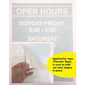 Custom Business Hours Window Decal - 10.5"x13.5" or 14"x18" - Vinyl Custom Lettering, Glass Door Sign - Free Squeegee - Easy Install Manual