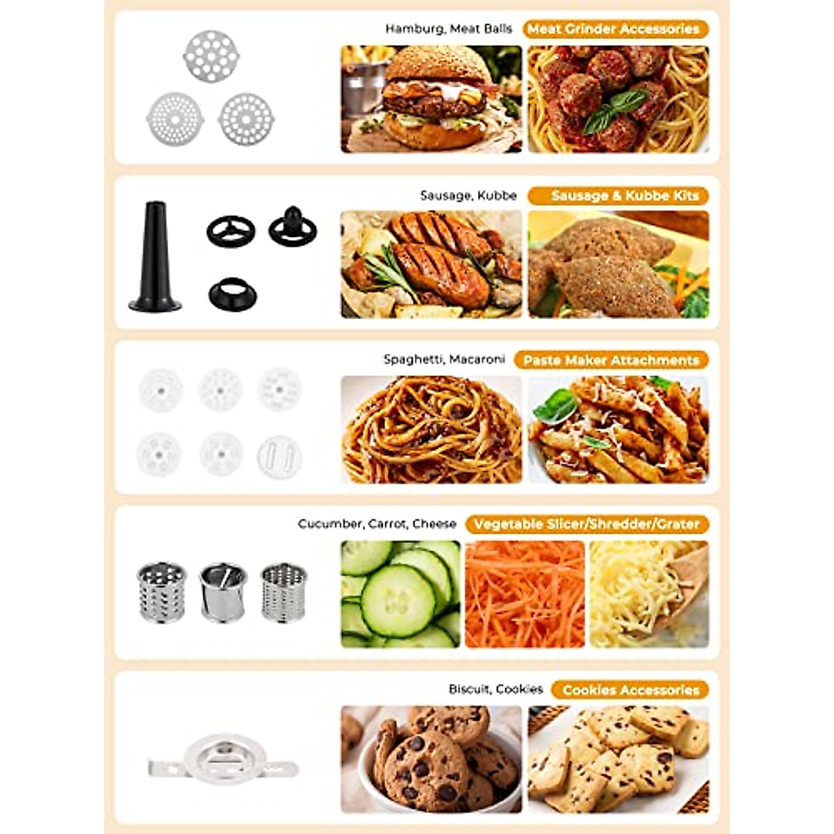 Flyseago Stand Mixer 8-IN-1 8.5 Qt Multifunctional Electric Kitchen Mixer 6 Speed Tilt-Head with Stainless Steel Bowl, 1.5L Glass Jar, Meat Grinder, Dough Hook, Whisk, Pasta Attachment